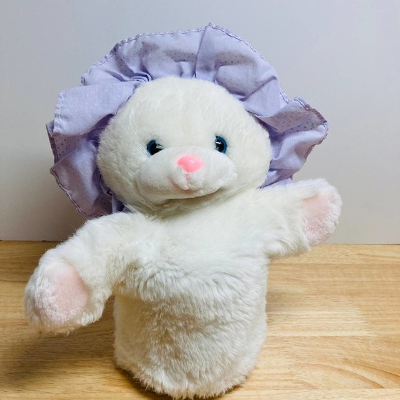 Applause | Toys | Applause White Cat Wbonnet Puppet Vintage Euc | Poshmark